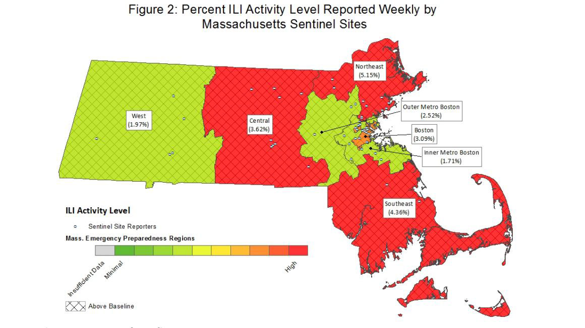 DPH reports major increase in flu activity
