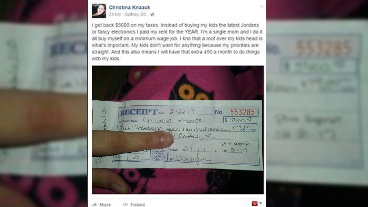 Single Mothers Tax Return Facebook Post Goes Viral Wsoc Tv