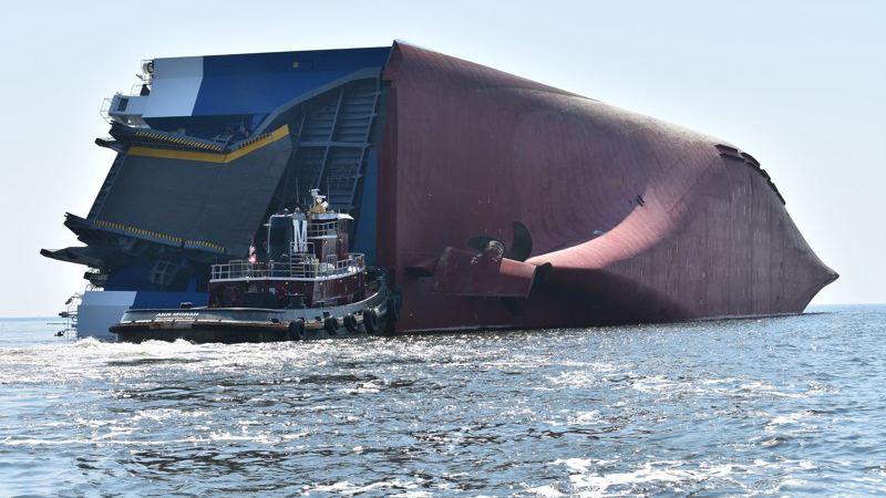 6,000 tons of rock to stabilize overturned ship in Port of Brunswick