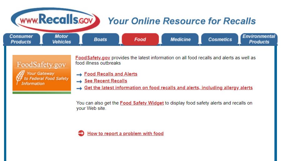 How to check for food recalls with the U.S. Food and Drug Administration