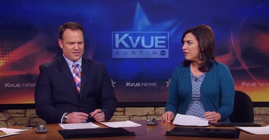 TV news anchors talk to flood victim stuck in tree during live ...